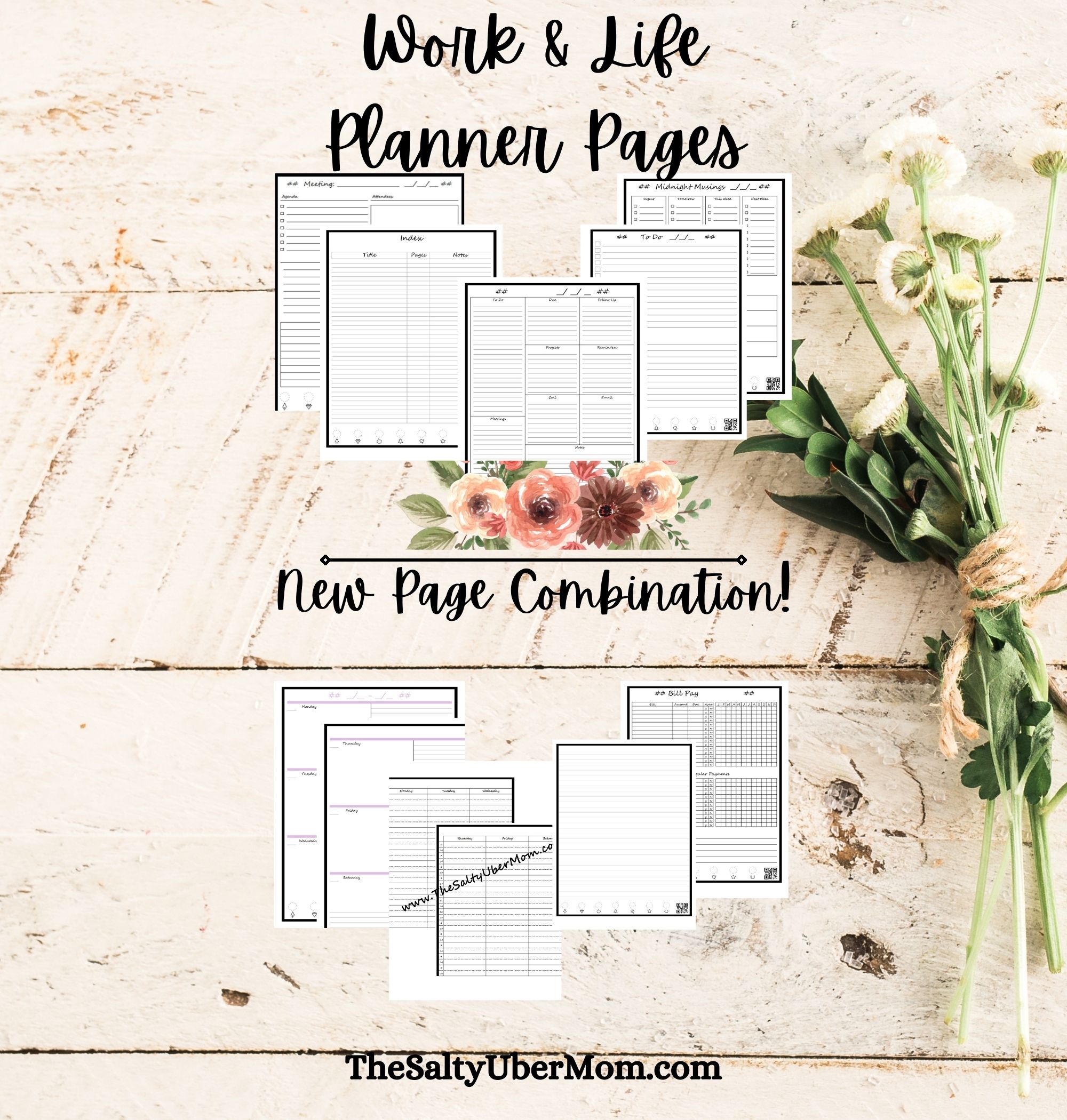 Printed Work Life Planner Pages | Rocketbook | Journal | Discbound ...