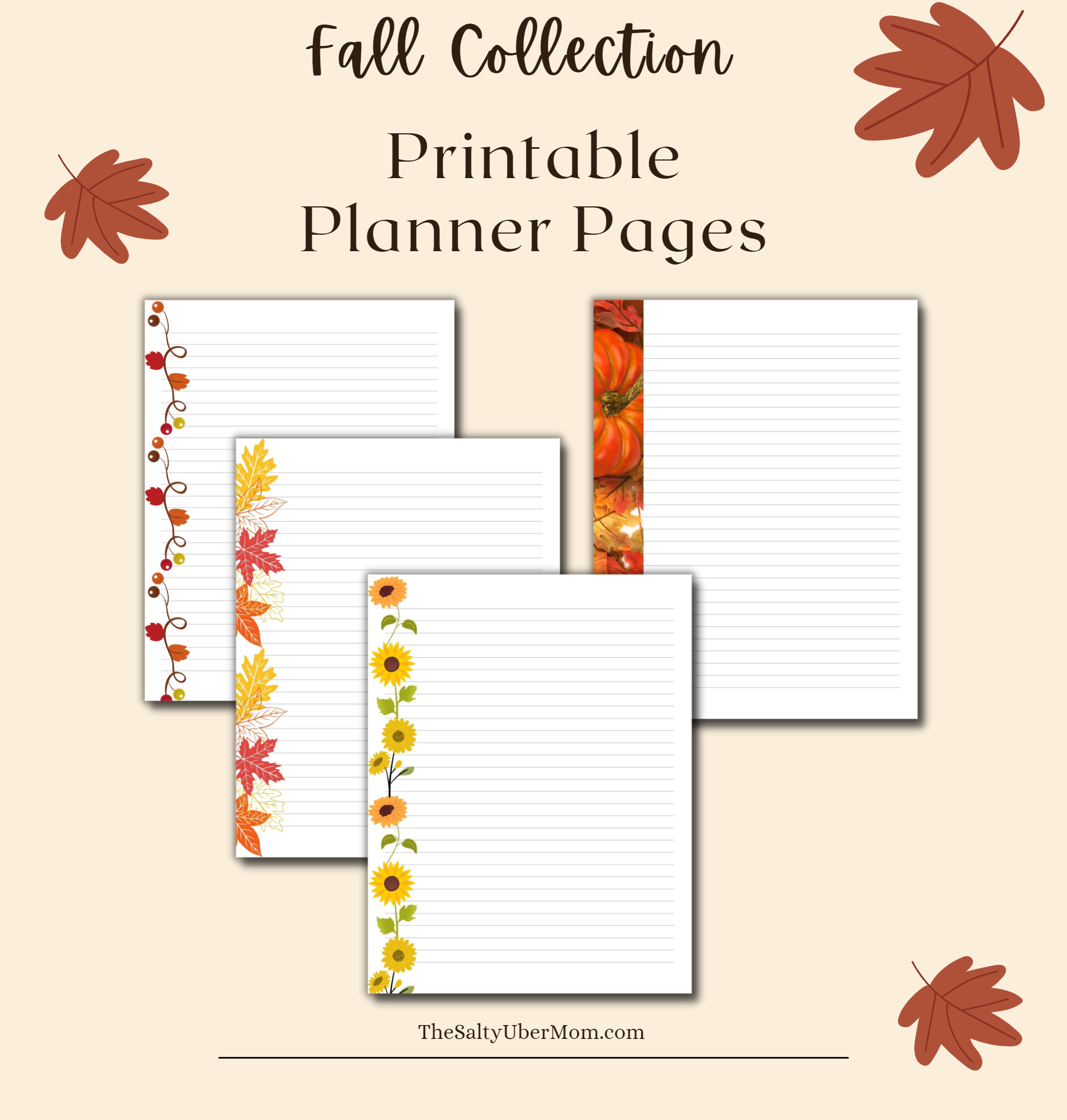 Fall Collection Printable Planner Pages ~ The Salty Uber Mom